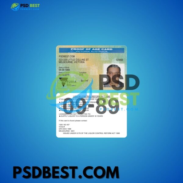 Australia Victoria Proof Of Age Card PSD Templates - PSD BEST